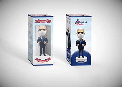 Political Satire Biden Bobblehead - Joe Biden Merchandise 2020 with Face Cover & Aviators - Funny Custom Bobblehead Joe Biden Gifts for Liberals, Democrats - Handmade Biden Decorations - 7.5" Tall