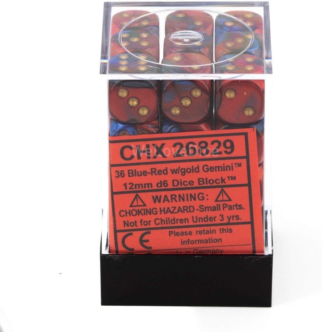 Chessex DND Dice Set D&D Dice-12mm Gemini Blue, Red, and Gold Plastic Polyhedral Dice Set-Dungeons and Dragons Dice Includes 36 Dice β D6