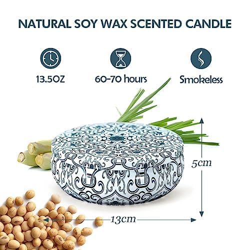 Citronella Candles Outdoor Large Candles 4 Pack 54oz in Total,3-Wick Burning for 300 Hours Suitable for Garden,Patio,Camping,Picnic and Barbecue in Summer