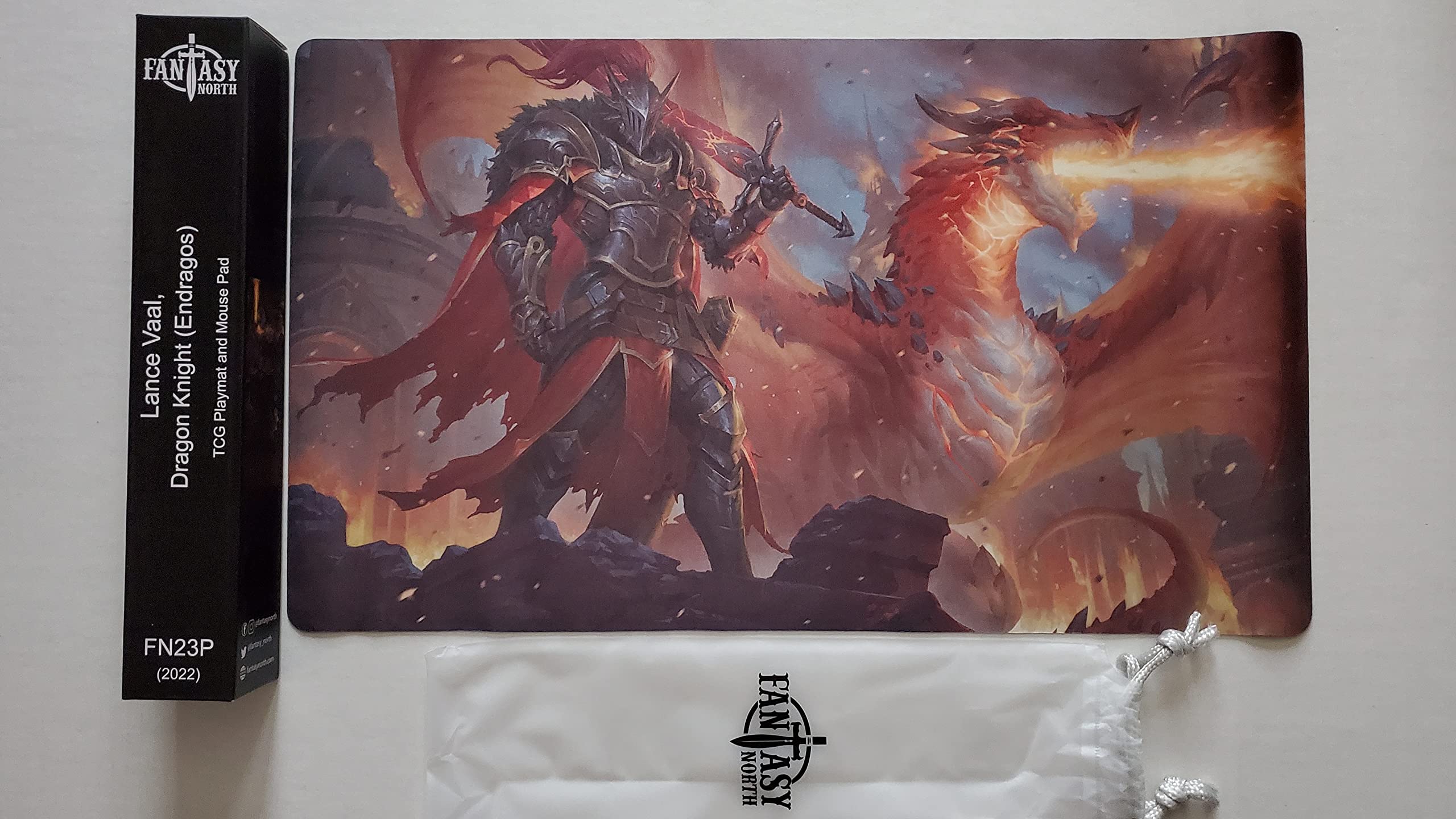 Fantasy North Lance Vaal - Dragon Knight - TCG Playmat and Mouse Pad - 24 x 14 inches