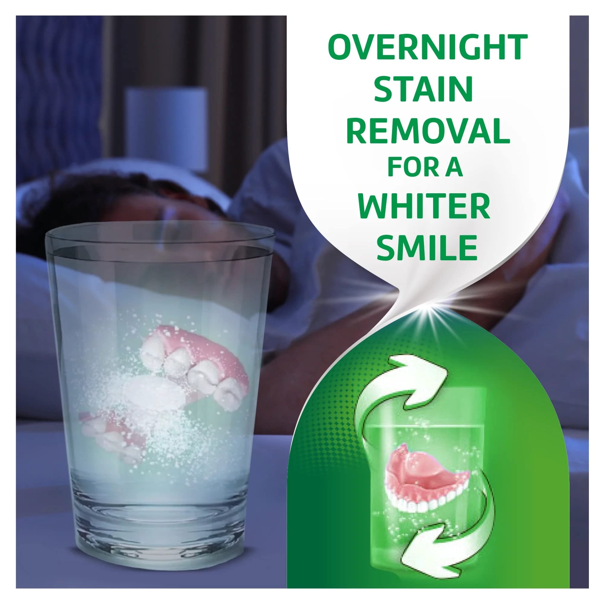 Polident Overnight Whitening 120 Tablets Easily Remove Stains Plaque Bundle With Dentu-Care Denture Brush Specifically Designed To Gently Clean Full Partial Dentures