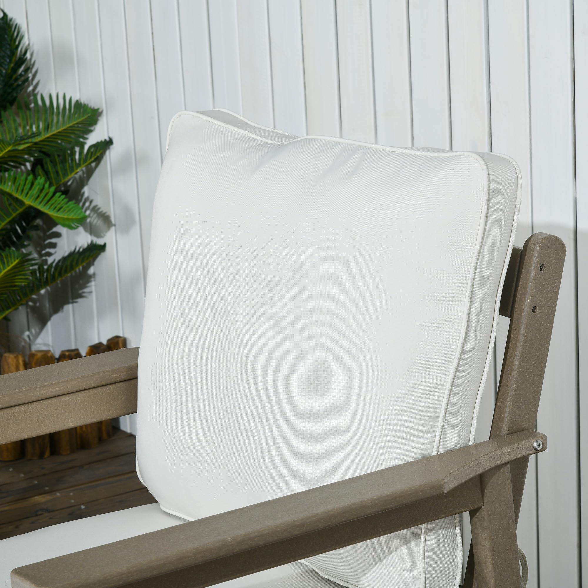 Outsunny 4 Piece Patio Furniture Set with Cushions, HDPE Conversation Sofa Set with Two Chairs, Loveseat, and Slatted Top Coffee Table, Cream White