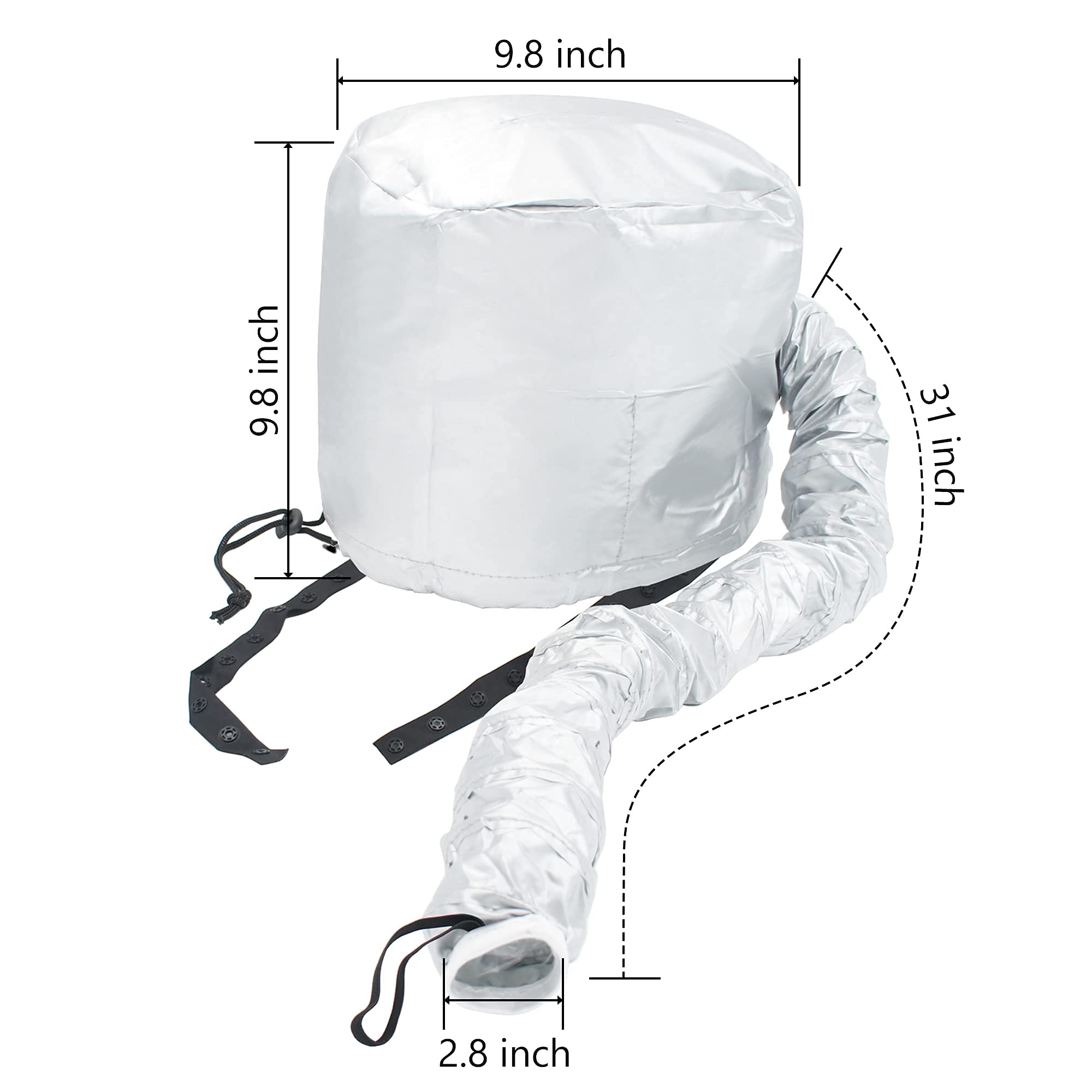 Portable Hair Dryer Bonnet Attachment for Hair Styling, Hair Color, Hair Condition and More - Silver