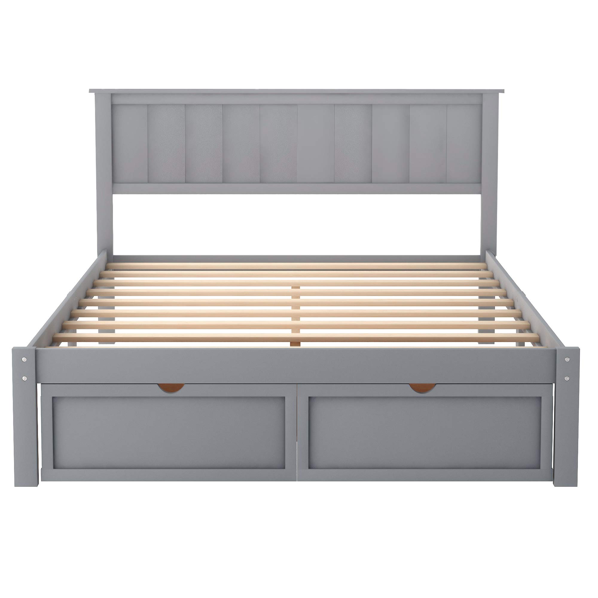 Harper & Bright Designs Kids Full Bed Frame with LED Lights & House-Shaped Headboard, Wood Full Size Platform Bed for Kids Teens, No Box Spring Needed (Walnut+Milk White)