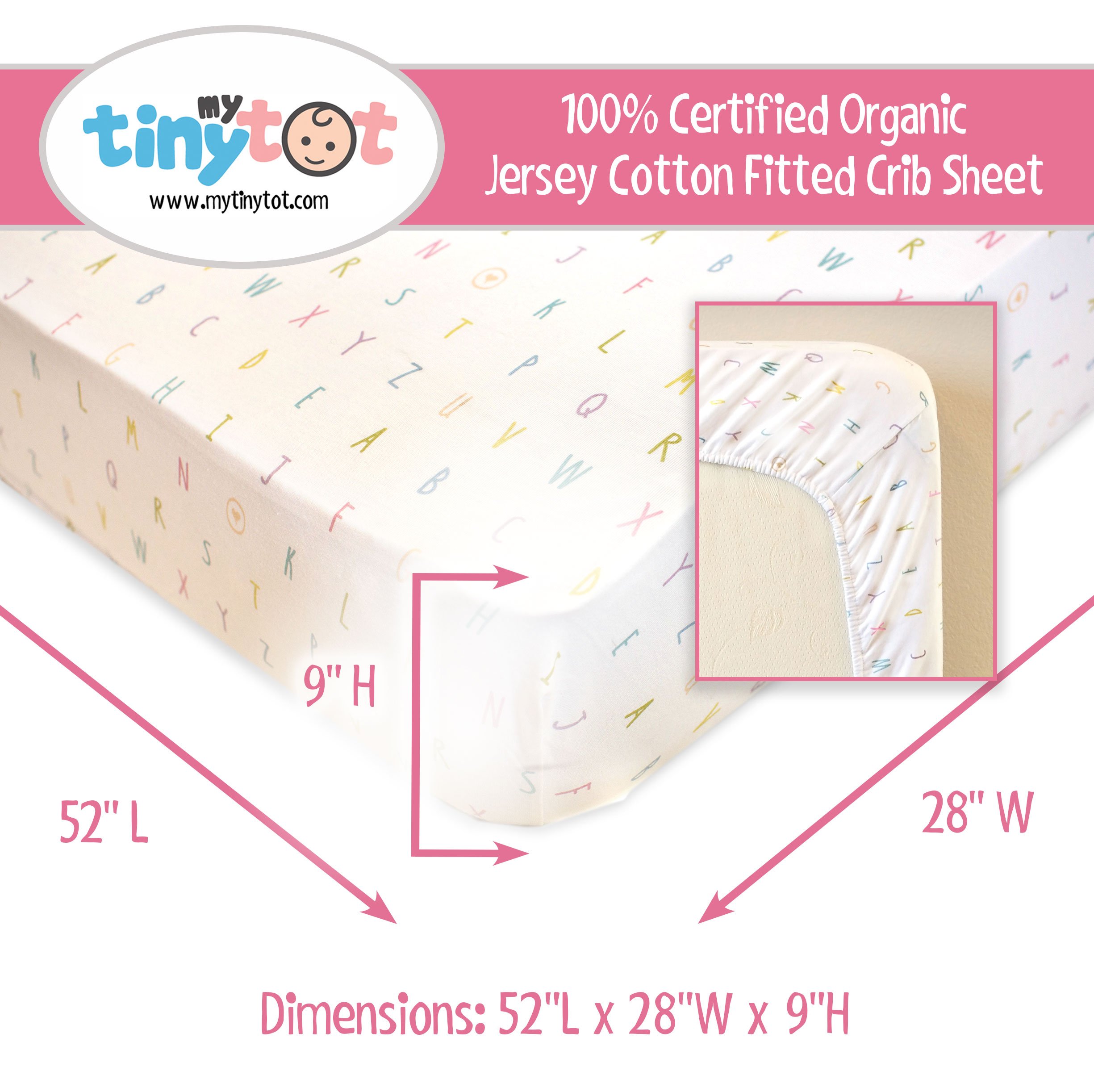 My Tiny Tot Baby Crib Sheets Boy or Girl (2 Pack) β Organic Cotton Fitted Crib Sheet Set for Baby Crib Mattress β Extra Soft, Premium Baby Nursery Bedding β Pink