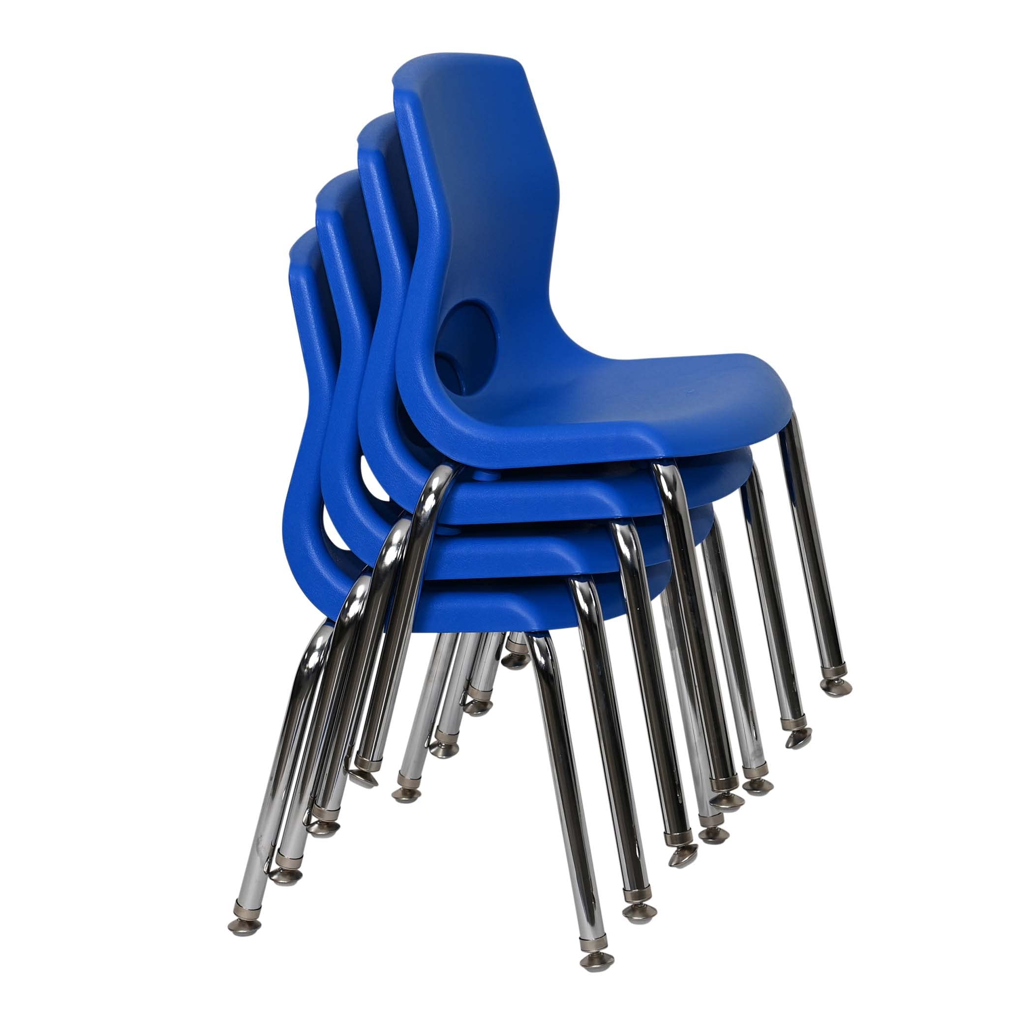 Childrenâs Factory MyPosture Plus 12" H Chairs, Set-4 Blue with Chrome Legs, AB8012PBC4, Kids Preschool, Daycare or Classroom Flexible Seating, Toddler Desk Chair