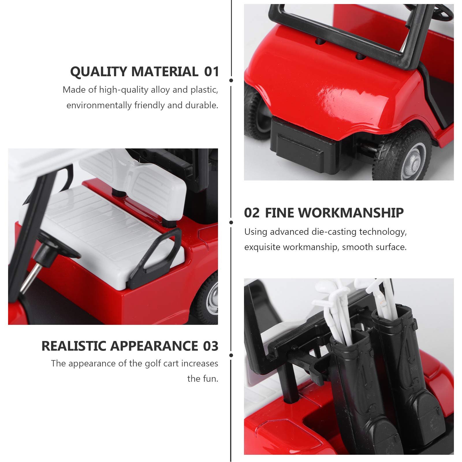 WINOMO Die-cast Model Metal Golf Cart Model,Pull Back Action Golf Cart, Mini 1:20 Scale Golfcart Vehicle for Kids Party Favor Home Office Decor