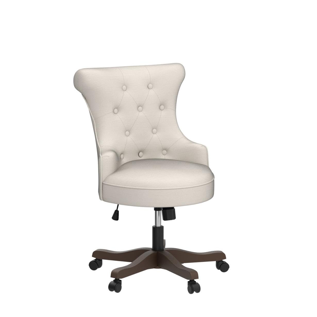 Batohom Home Office Chair Adjustable Height Swivel Chair with Wheels Linen Fabric Upholstered Computer Desk Chair with Wooden Legs Comfortable Armless Chair for Home Office Study Studio (Light Grey)