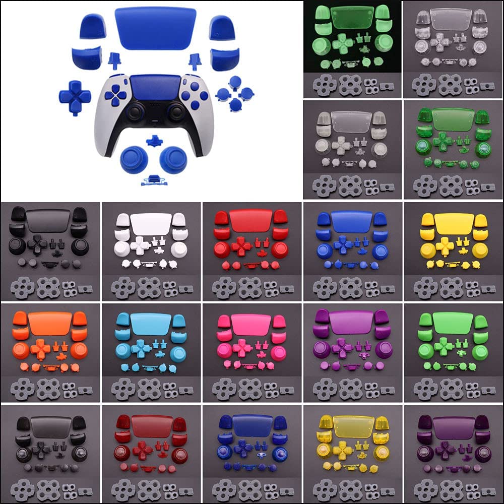 Replacement Silicone Rubber Conductive Pad & Full Set Joysticks Dpad R1 L1 R2 L2 Triggers Bumpers Direction Key ABXY Buttons for Sony PS5 Controller (Yellow)