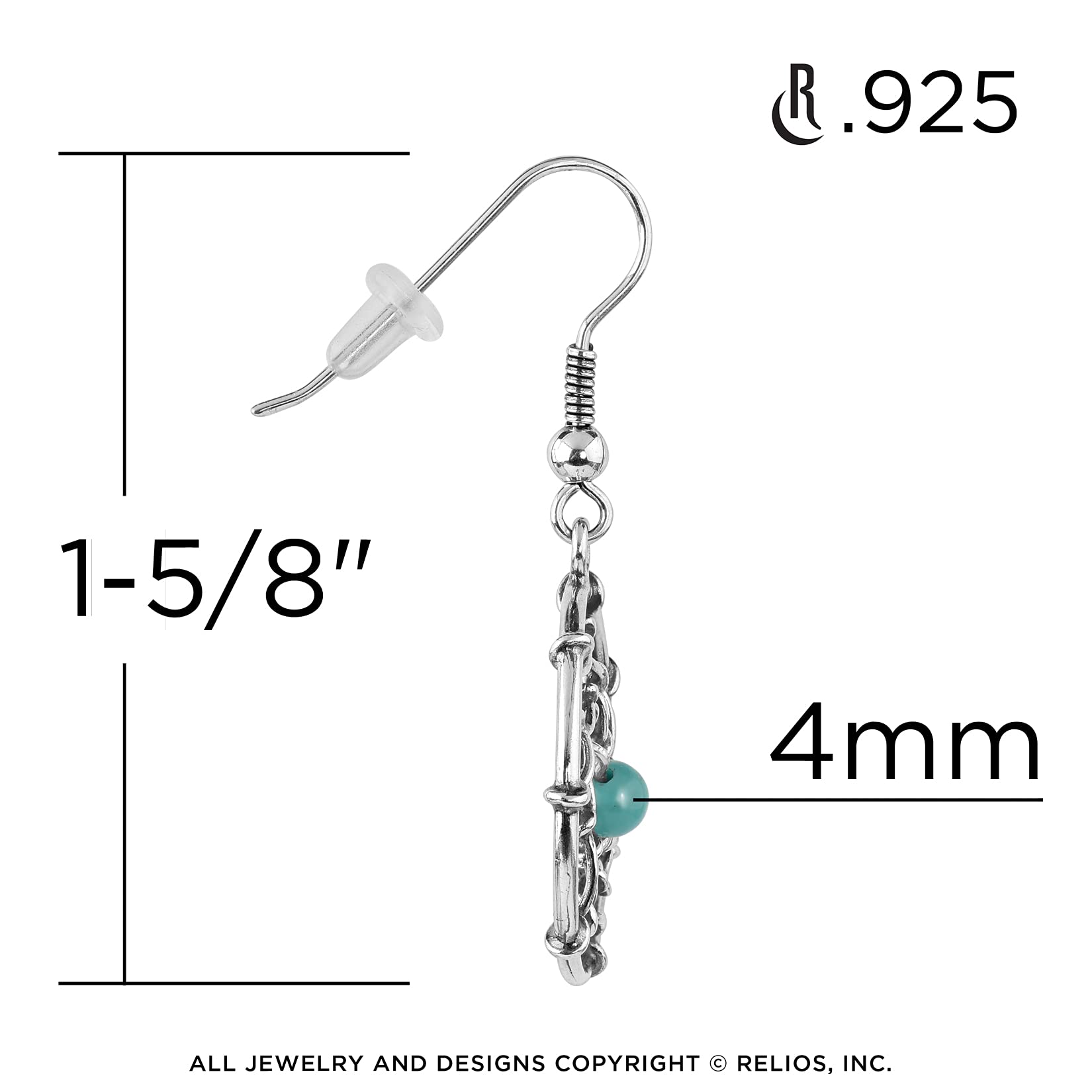 American West Sterling Turquoise Gemstone Dream Catcher Dangle Earrings
