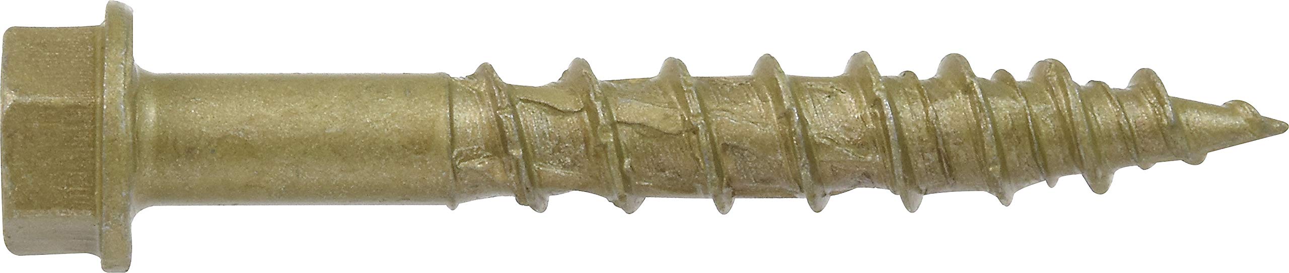 Power Pro Premium One Multi-Material Hex Washer Head Screws, Epoxy Coated Steel, Fasten in Wood, Metal, Concrete, Drywall and Plastic, Bronze, ¼ x 1-¾ inches, Box of 56 Screws