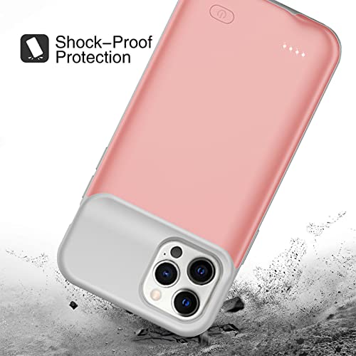 Battery Case for iPhone 12 Pro Max, Upgraded 8500mAh Portable Battery Pack Rechargeable Charger Case Compatible with iPhone 12 Pro Max (6.7 inch) External Battery Charging Case Support Carplay (Pink)
