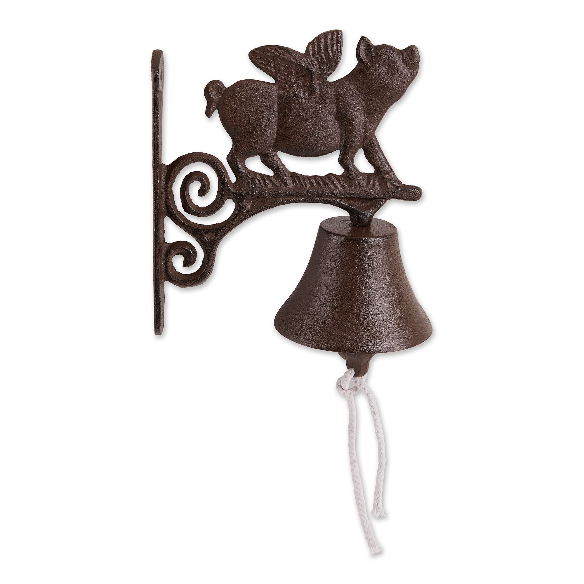 Pig With Wings Cast Iron Bell, 6.69x3.82x7.87"
