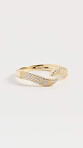 ADINA EDEN Women's Pave Wave Open Ring, Gold, 7