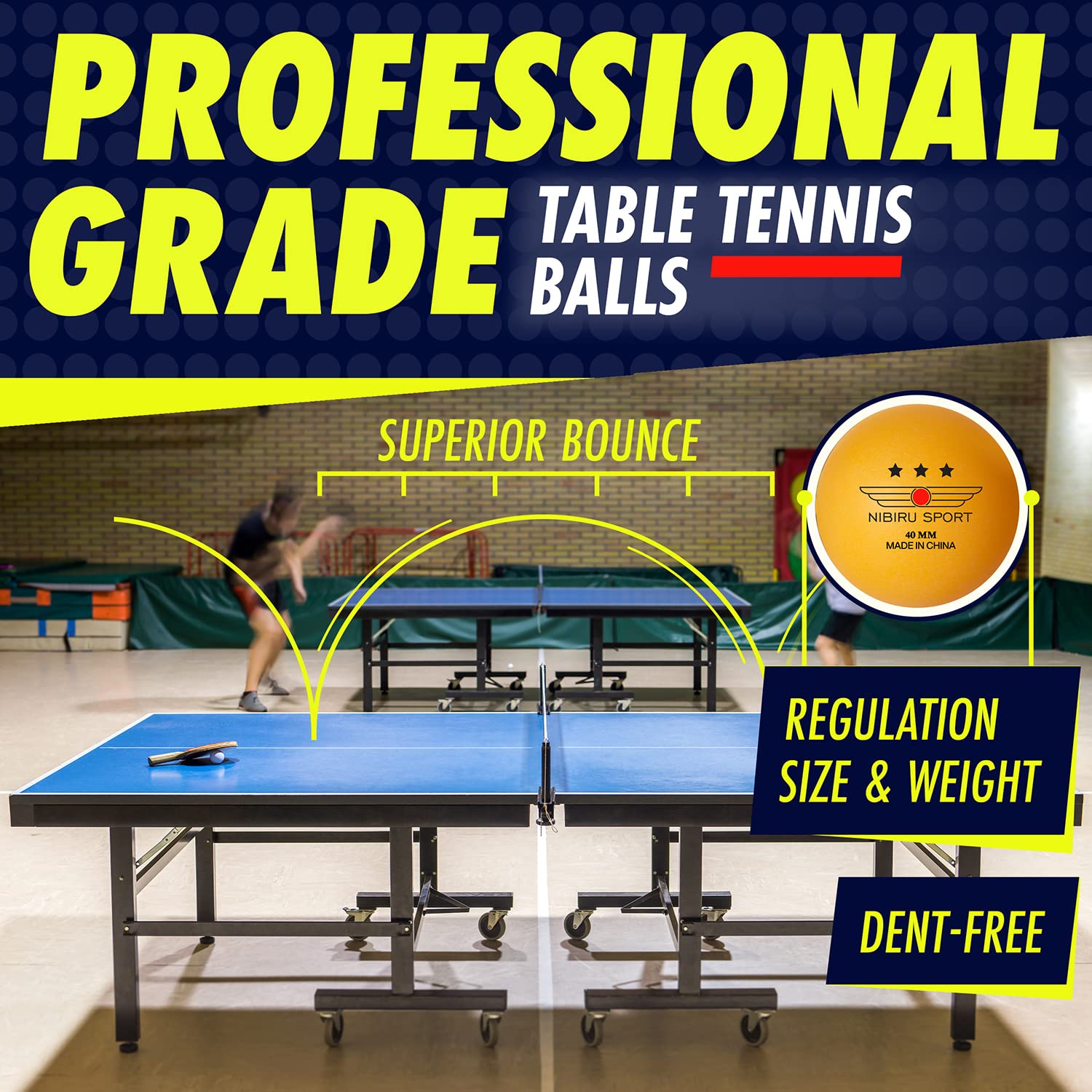 NIBIRU SPORT Professional Ping Pong Paddle Set (2-Player) - Table Tennis Paddles Set of 2 with Retractable Net, 4 Balls, and Carry Bag/Storage Case - Table Tennis Equipment & Ping Pong Accessories