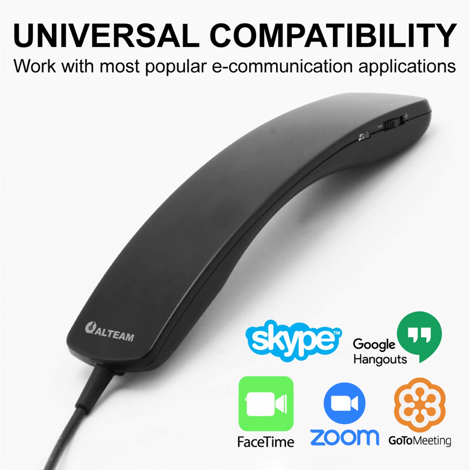 ALTEAM Wired Portable USB Handset Plug and Play with 2M Long Cable for Softphone Lightweight 78g, Retro, Volume Control, Microphone Mute