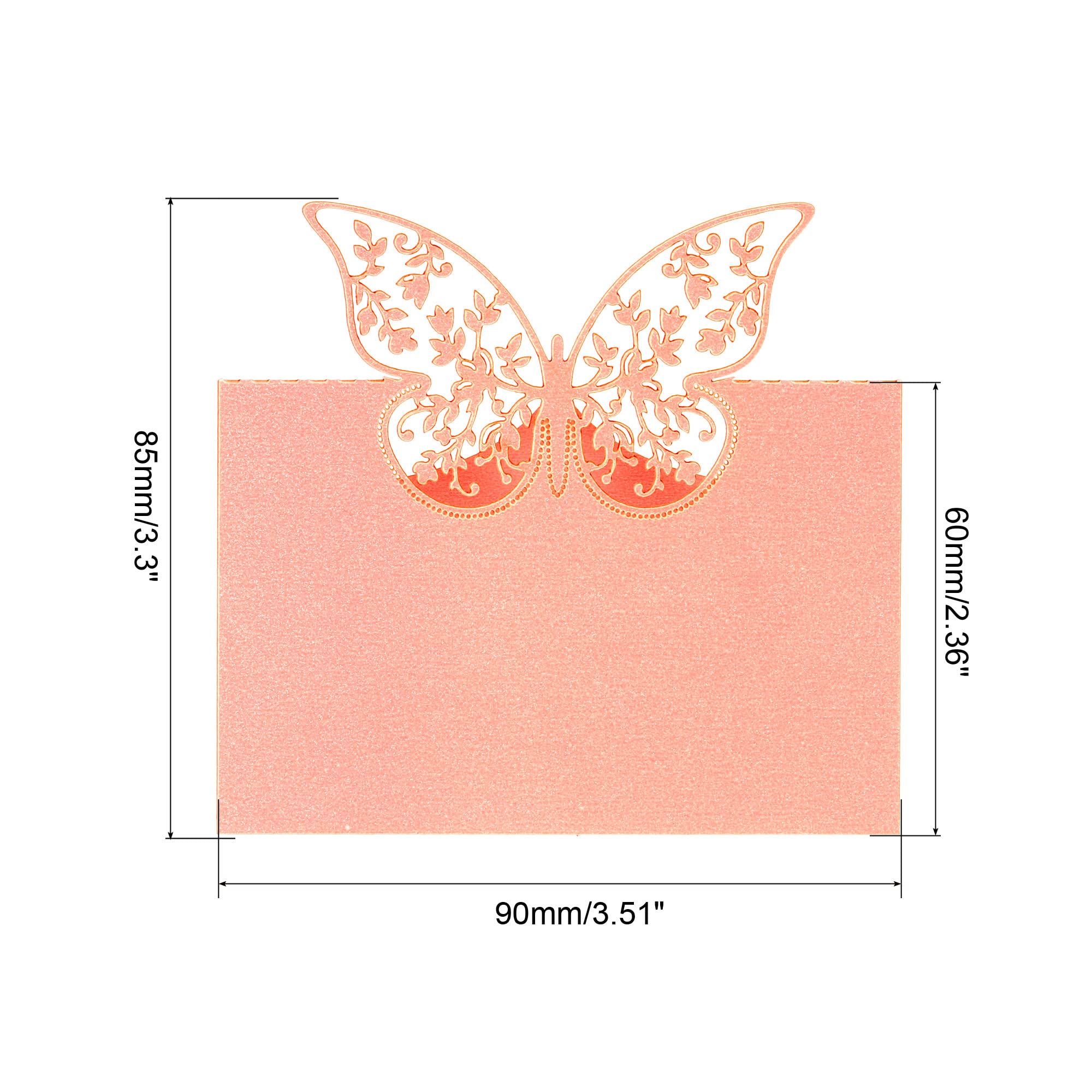 PATIKIL Table Name Place Cards, 25Pcs Favor Decor Hollow Butterfly Cut Design Blank Card for Wedding Party Seating Place Cards, Light Pink
