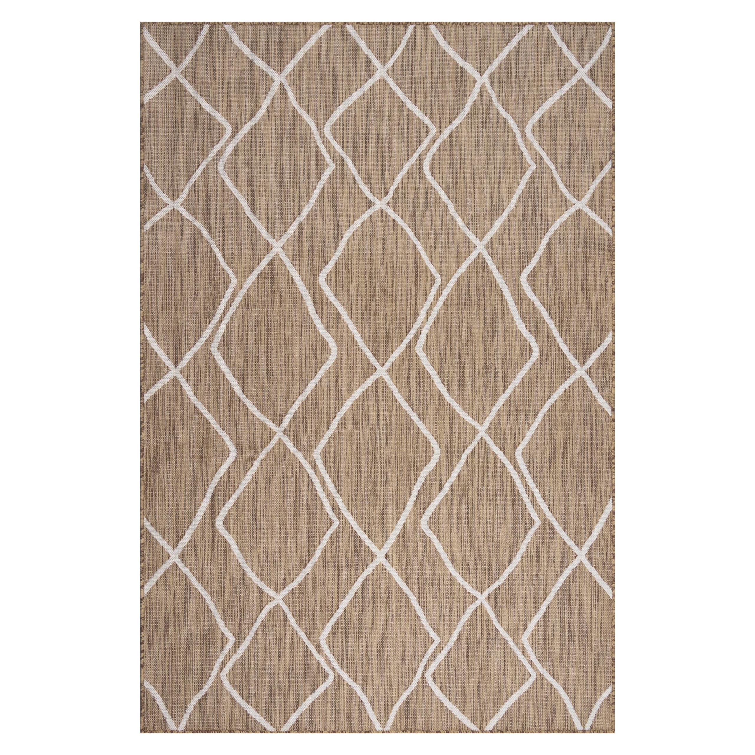 Adiva Rugs Outdoor Indoor Area Rug, Weather Resistant, Easy to Clean, Stain Resistant Floor Mat for Dining Room, Backyard, Deck, Patio (WOODEN, 5' x 7')