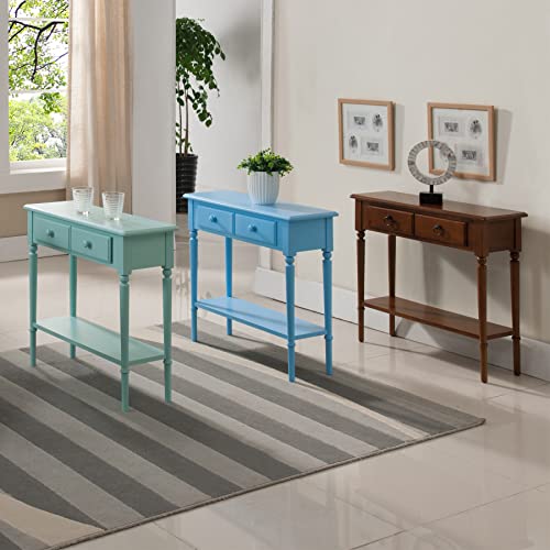Coastal 30 in. Solid Wood Hall Console Table with Drawer Storage, Pecan Brown β Leick Home, 20027-PC