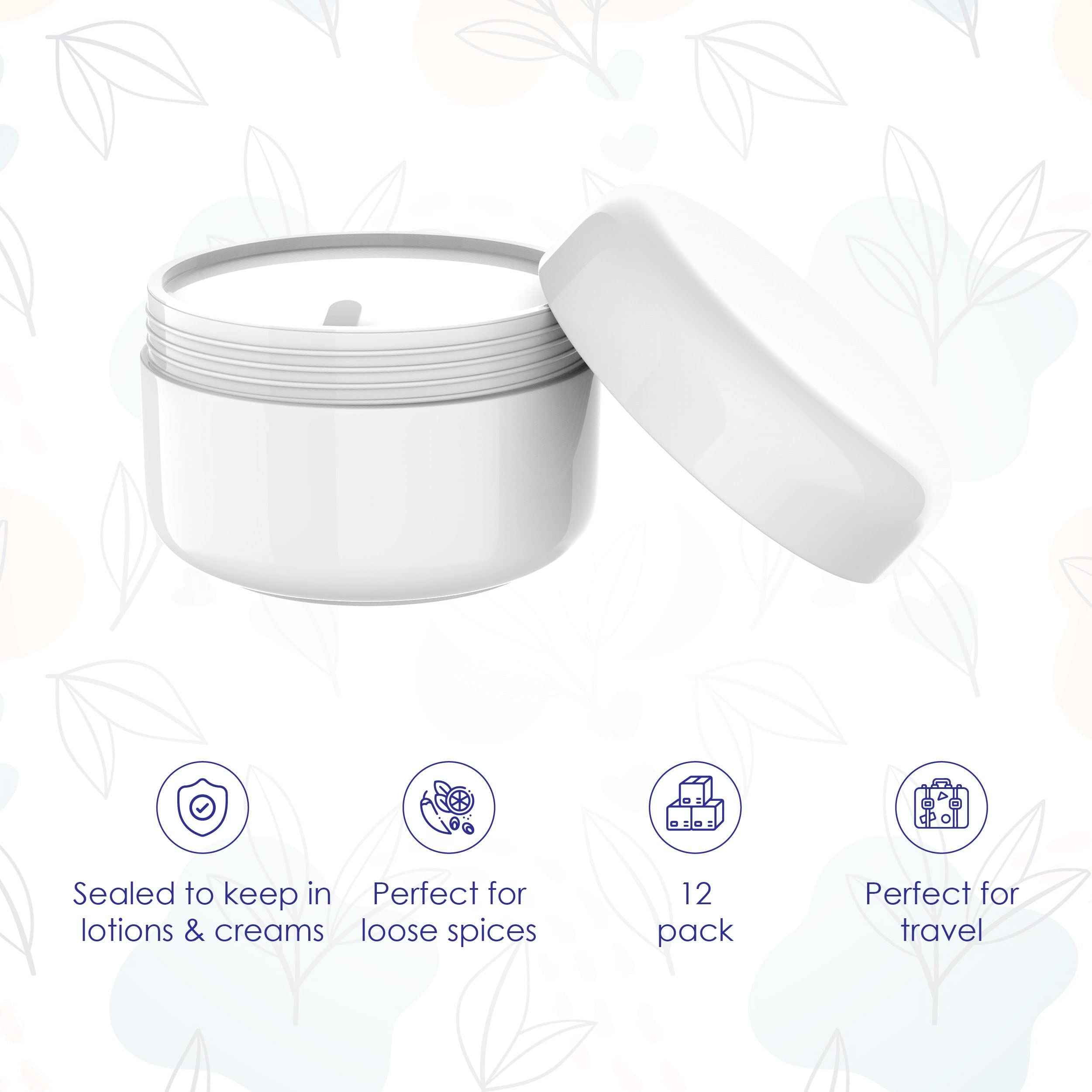 Lotion Container, Lotion Jars, Body Butter Containers, Cosmetic Containers With Lids, Cosmetic Jars With Lids 4 Oz, Cream Containers With Lids, Plastic Jars With Lids 4 Oz, Body Butter Jars, 12 Pack