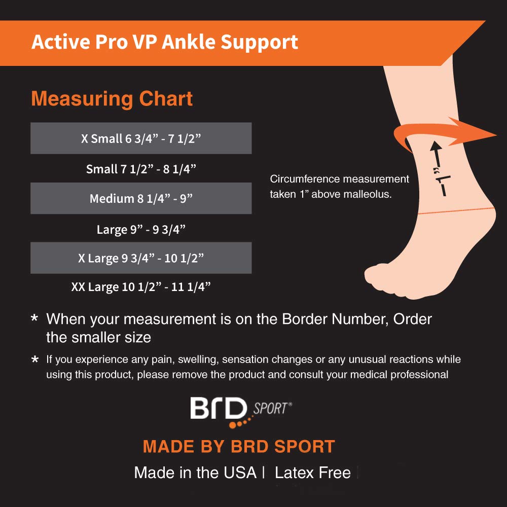 Active Pro VP Ankle Brace Sleeve with Contoured Silicone Pads, Additional Support for Ankle Sprains, Arthritis, Tendonitis, Swelling and Joint Effusion (White with Blue, L [9" - 9.75"])