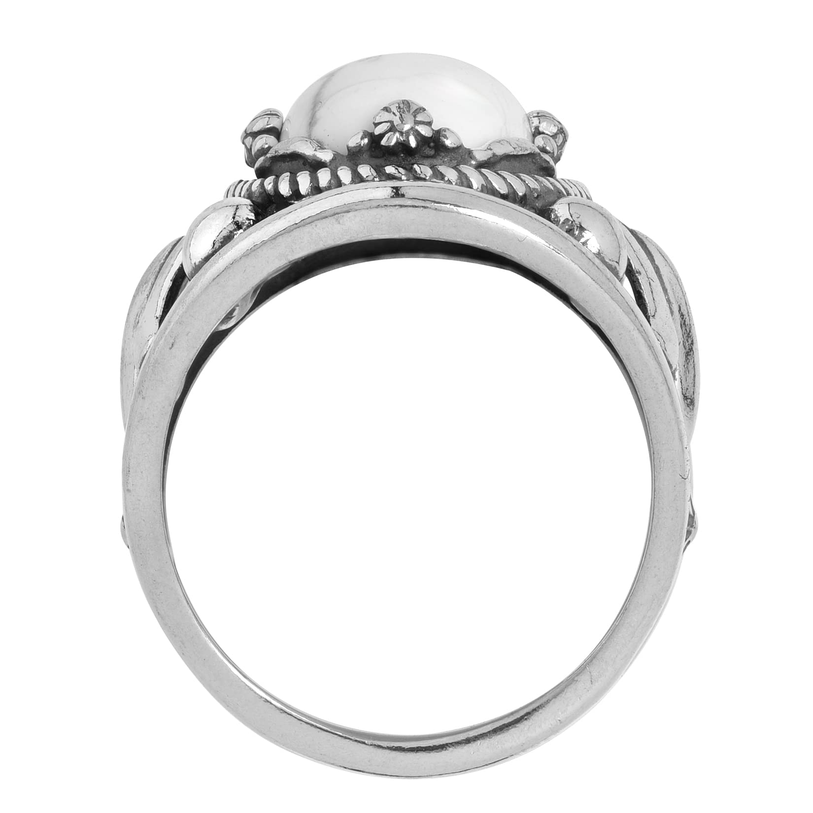 American West Sterling Silver Women's Ring White Howlite Gemstone Tufa-Inspired Design Size 8