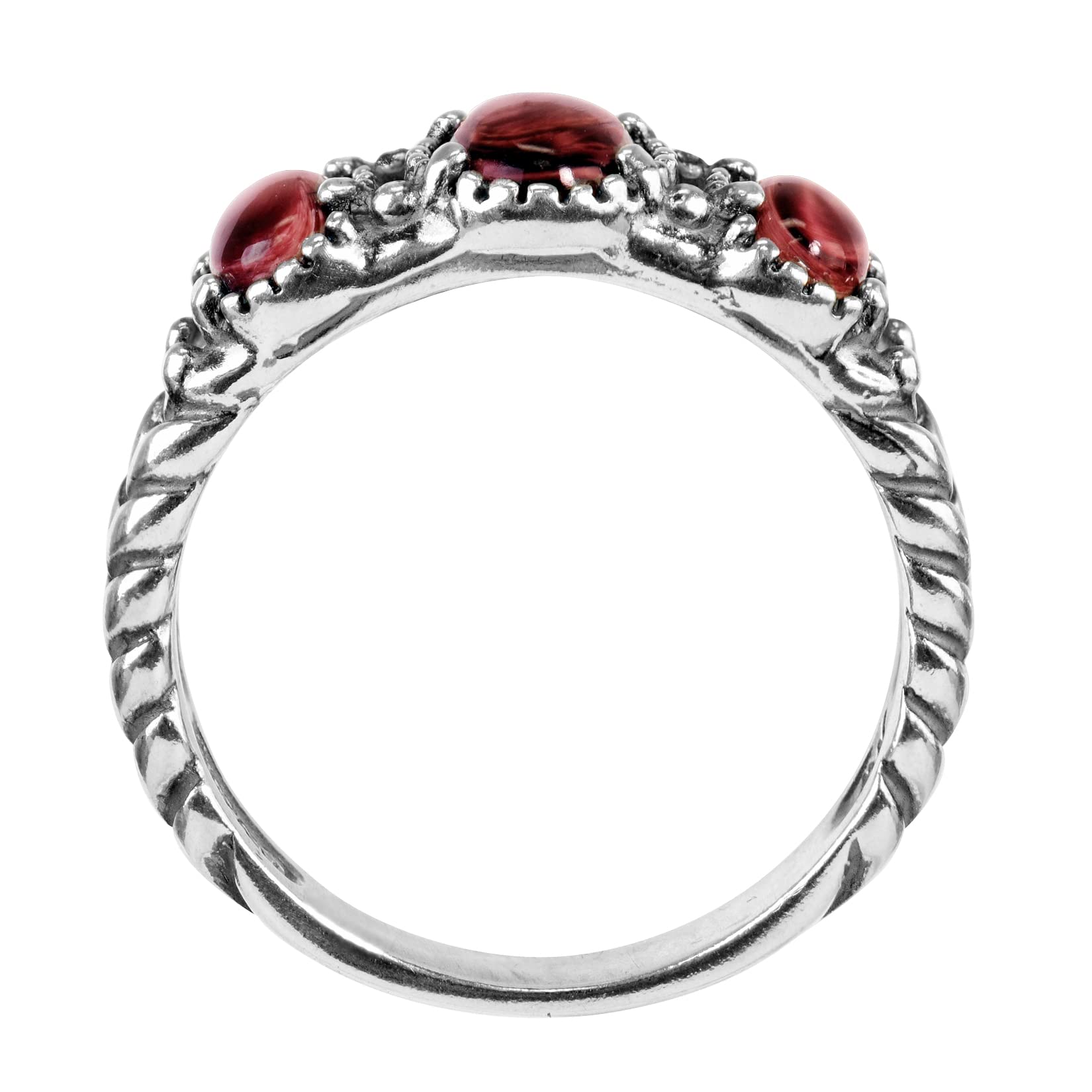 American West Sterling Silver Women's Ring Purple Spiny Gemstone 3-Stone Design Size 8