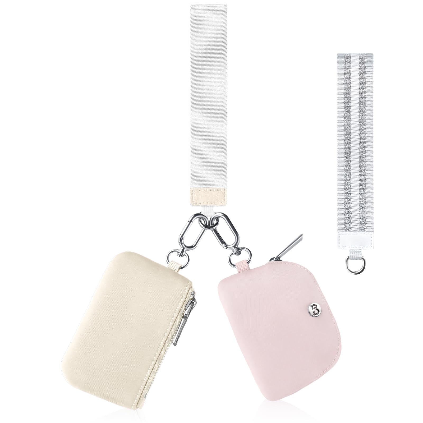 Babysun Zip Around Dual Pouch Wristlet Portable Wristlet Wallet Detachable Coin Purse Pouch for Women (Acripot+Pink)