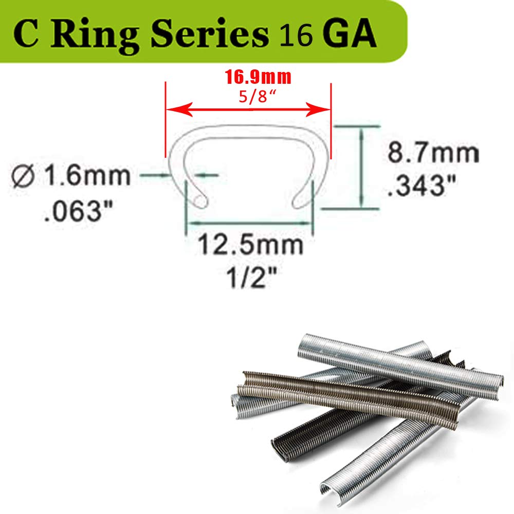 meite SC760 16 Gauge 1/2-Inch Crown 304 Stainless Steel C Ring Staples for SC760C/SC760C-I2 C Ring Tools Closing Diameter of 3.2-4.8mm 4,500 PCS/Small Pack (1 Small Pack)