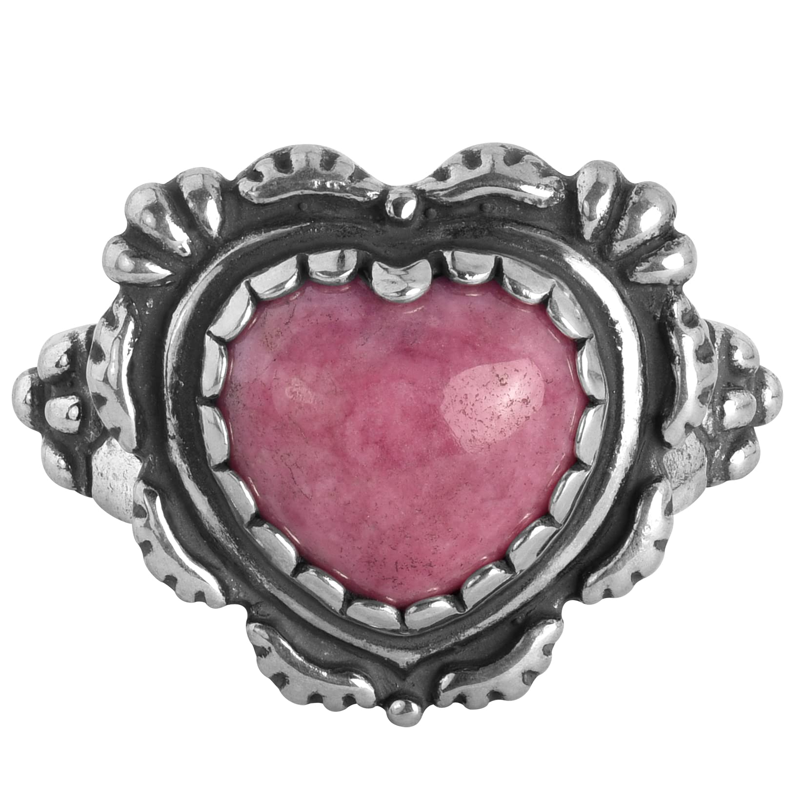American West Sterling Silver Women's Pink Rhodonite Gemstone Heart Concha Size 7