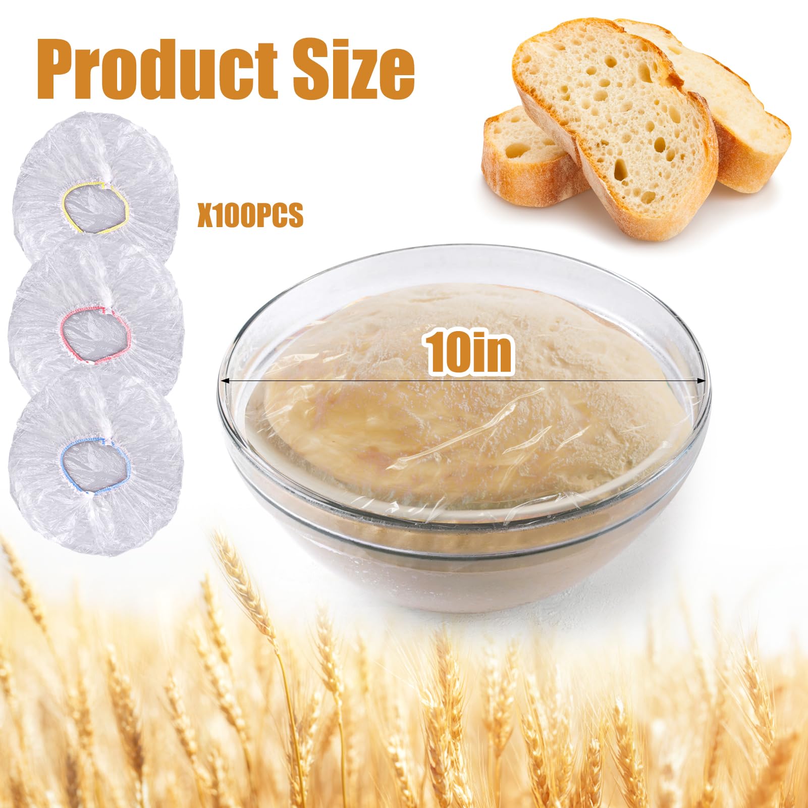 BABORUI 100Pcs Reusable Bowl Covers for Bread Proofing, Plastic Bowl Cover for Rising, Bread Proofing Cover of Sourdough Bread Baking Supplies, Banneton Bread Proofing Basket Cover