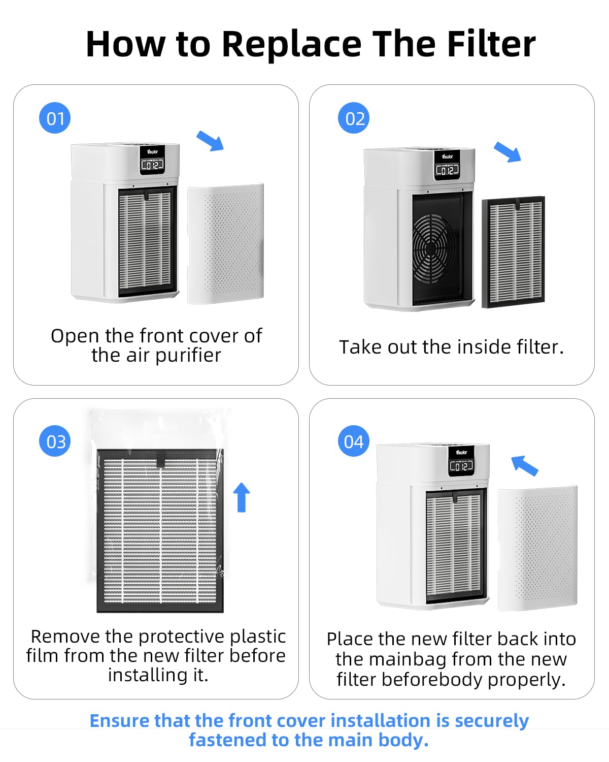 Air Purifier ClearAir-A5 Replacement Filter, VEWIOR H13 True HEPA Air Cleaner Filter (Special for ClearAir-A5 Air Purifier)