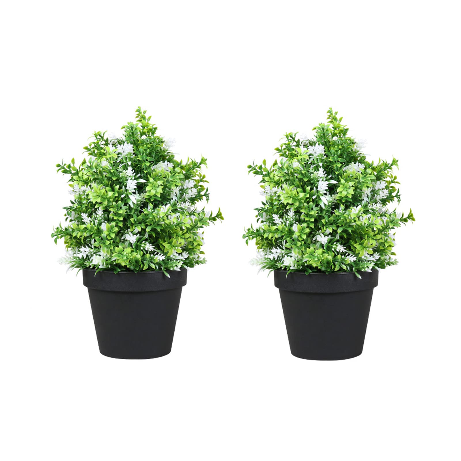 FELICIGG 2 Pack Artificial Plants in Pot, Faux Potted Greenery Plant for Indoor Decorations, Small Fake Plastic Plant for Home Office Garden Decoration,D+d