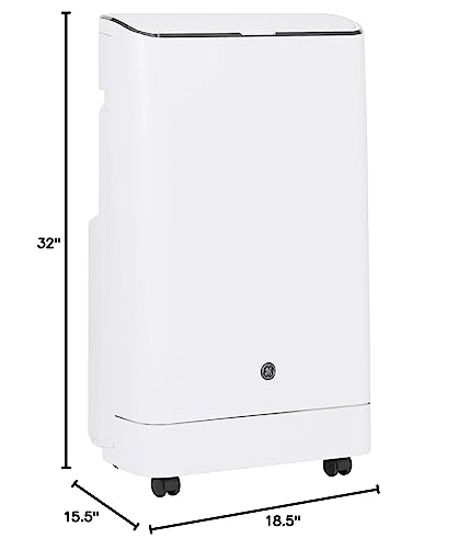 GE 14,000 BTU Portable Air Conditioner for Medium Rooms up to 550 sq ft. (9,850 BTU SACC), Wi-Fi Enabled, 3-in-1 with Dehumidify, Fan, and Auto Evaporation, Included Window Installation Kit