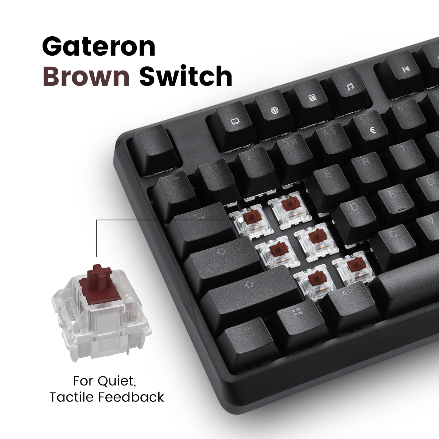Perixx PX-5300 Mechanical Gaming Keyboard - Wired USB 5.9 Ft Cable - Customizable RGB Backlighting - Tactile Gateron Brown Switches - US English, Black (FBA-PX5300-GBLUS-11918)