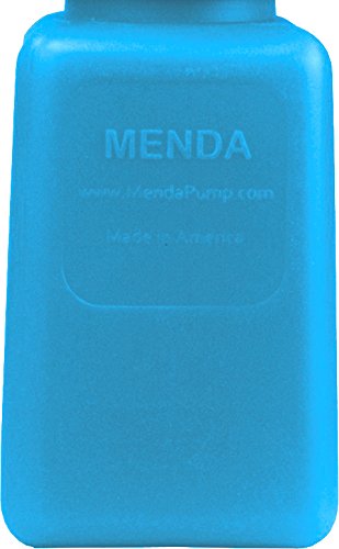 Menda - MDA-5317 MENDA 35594 One Touch Stainless Steel Liquid Dispenser Pump, ESD Safe durAstatic Bottle, Printed Flux Remover, 6 oz, High Density Polyethylene/Stainless Steel, Blue