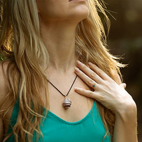 Amethyst Tumbled Wrapped Pendant by Ayana Crystals β Authentic February Birthstone, Handcrafted Pendant for Spiritual Healing and Emotional Balance