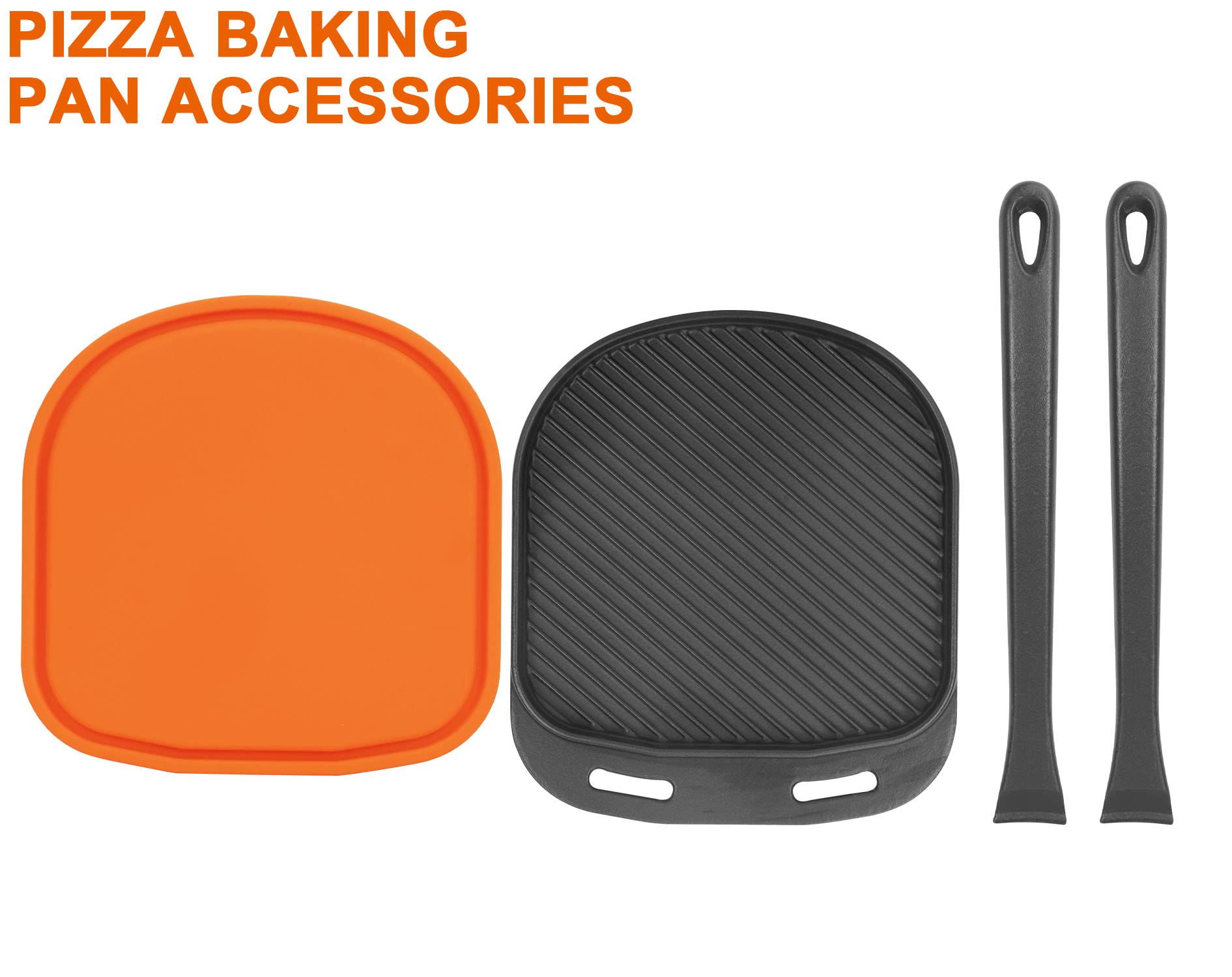 MixRBBQ Cast Iron Skillet Pan - Grizzler Pan with Silicone Mat and 2 Lifting Handle, Pizza Oven Pan for Ooni, Mimiuo Pizza Oven Accessories, BBQ Grilling, Camping Cookware
