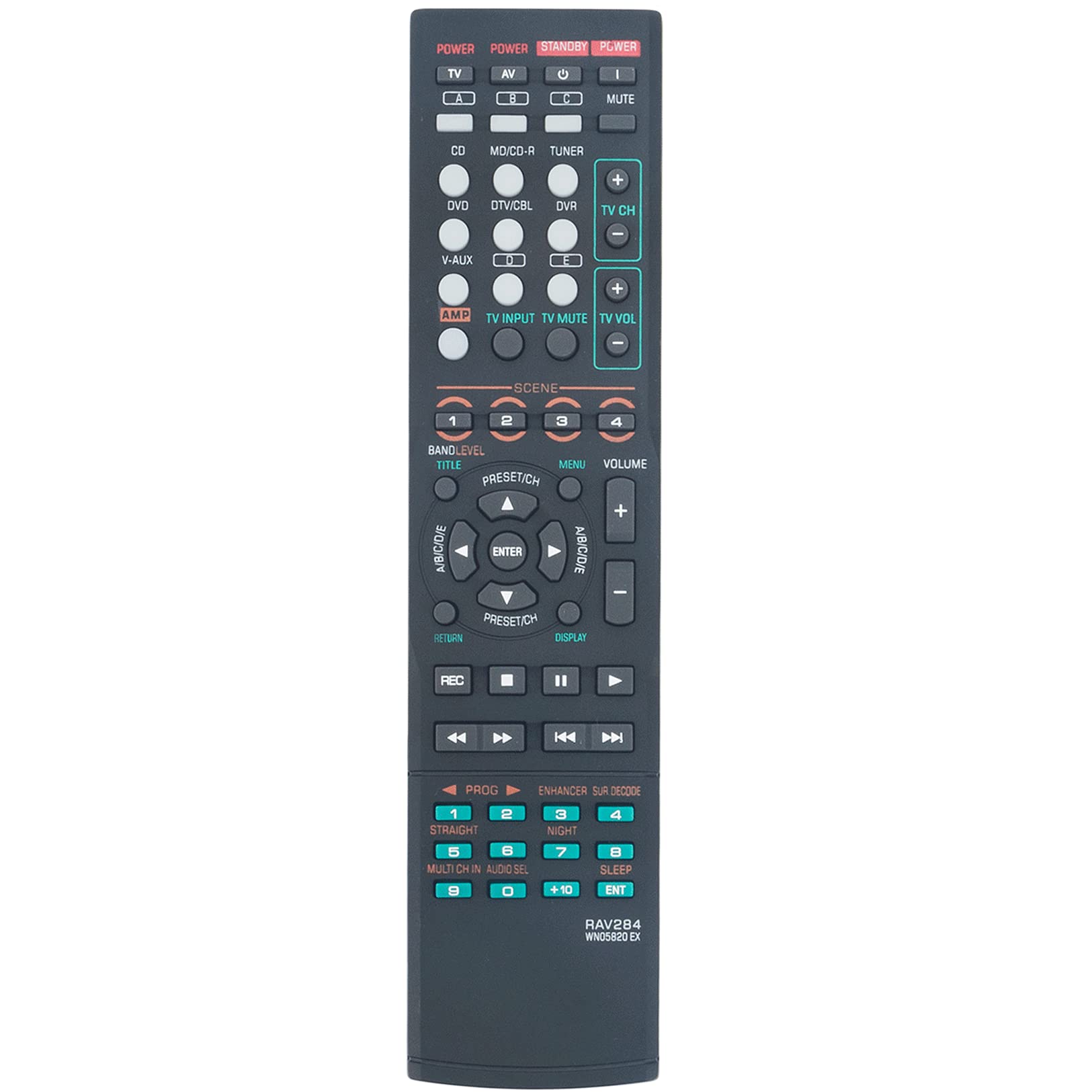 RAV284 WN05820EX Replacement Remote Control fit for Yamaha AV Receiver HTR-6230 HTR-6130 RX-V365 RX-V365BL RX-V363 RX-V363 - AV Receiver RXV363BL RX V365 - AV Receiver