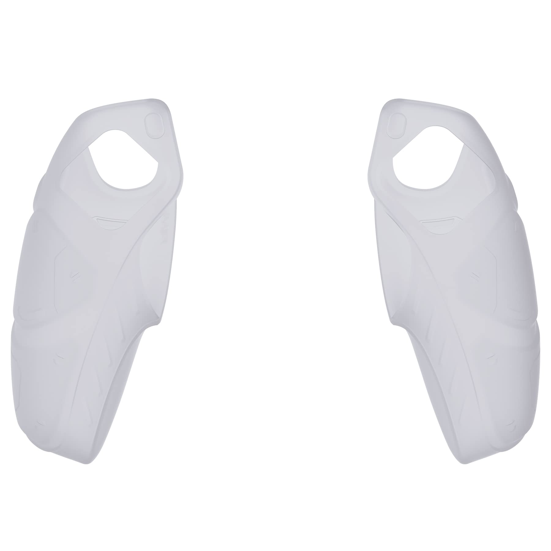 PlayVital Mecha Edition Clear White Ergonomic Soft Controller Silicone Case Grips for ps5, Rubber Protector Skins with Thumbstick Caps for ps5 Controller - Compatible with Charging Station