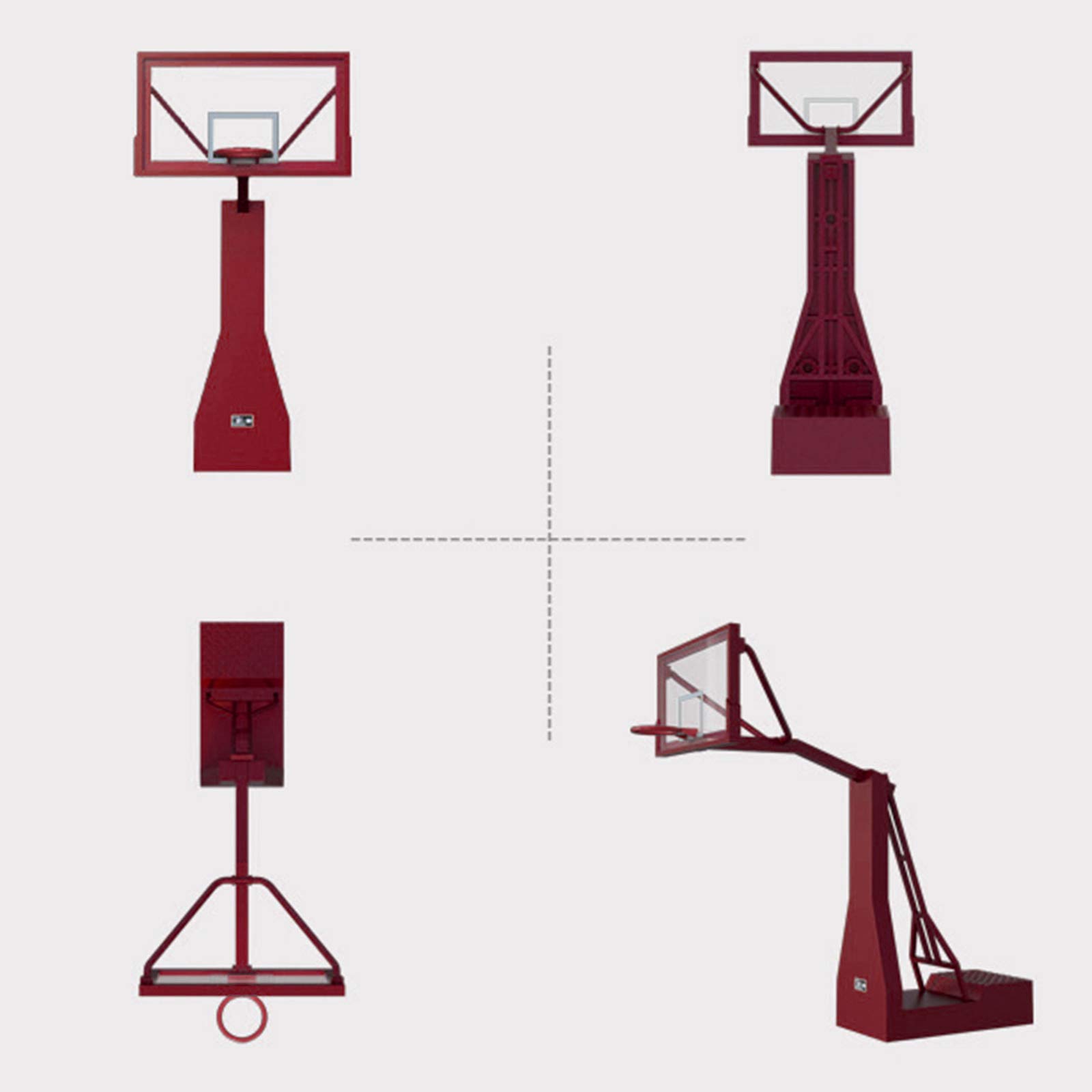 Yiju 1:32 Scale Plastic Sports Decorating Basketball Hoop for Action Figure Life Scene Props Decoration & Collection Toys, Red