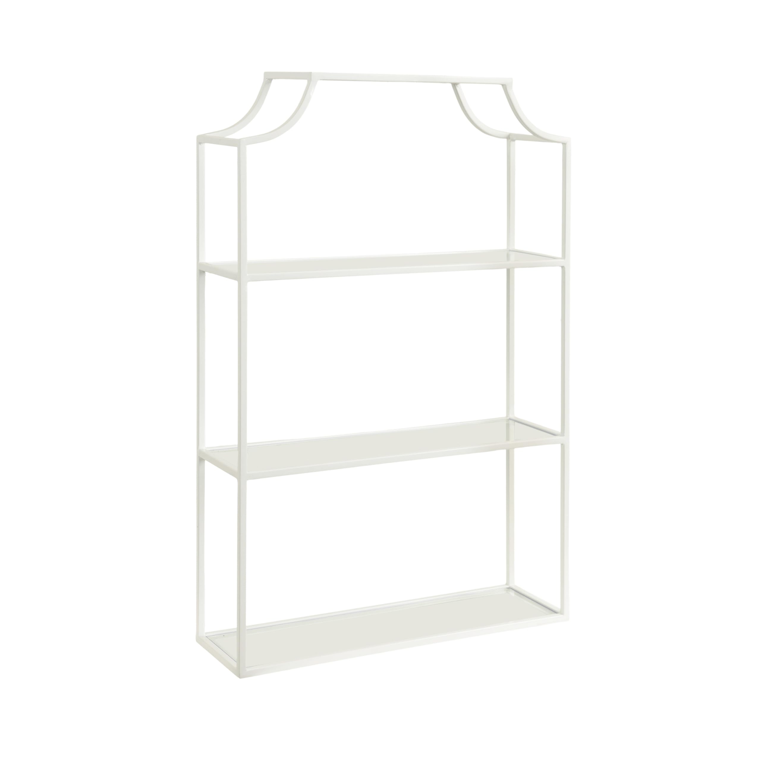 Kate and Laurel Ciel Three-Tiered Wall Shelf, 21 x 30, White, Decorative Floating Shelf Storage and Wall Organizer for Over Toilet Storage Bathroom Display