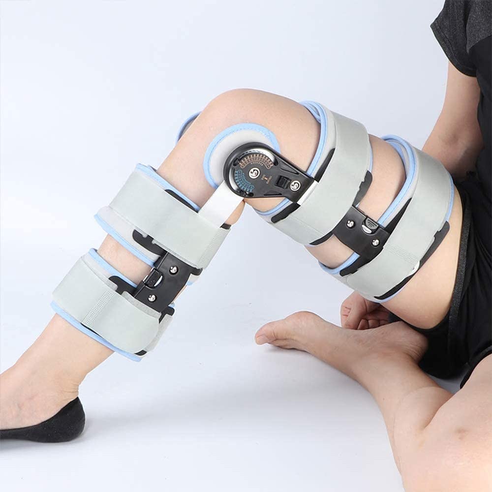Adjustable Hinged ROM Knee Brace, Adjustable Leg Stabilizer, Knee Support Brace Post Operative Injury Support for ACL, PCL, MCL or LCL Wrap Orthopedic Guard Protector