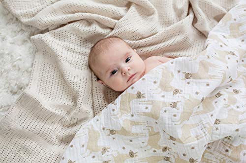 lulujo Baby 100% Cotton Muslin Swaddle Blanket, 47 x 47-Inches, Modern Llama (LJ464)