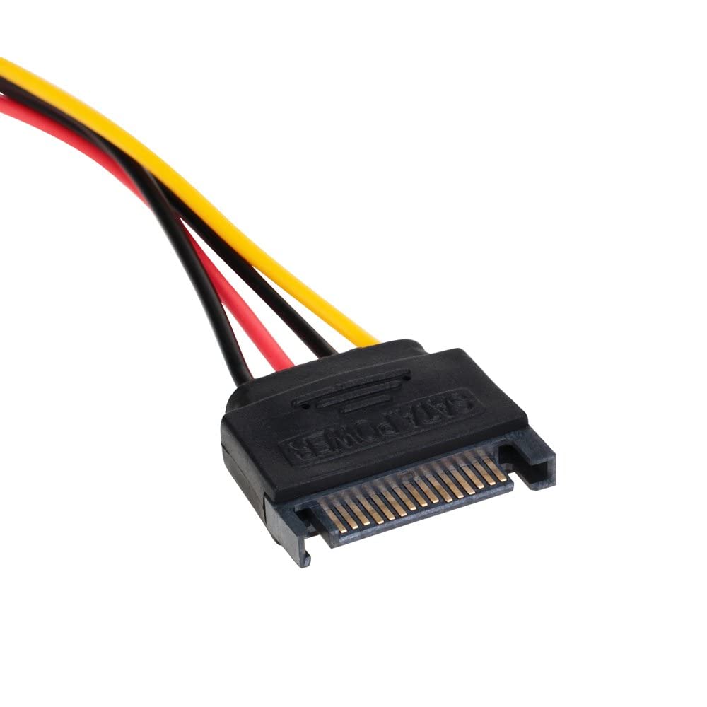 SATA to 4 Pin Power Cable Adapter 3 Pack SATA 15 Pin Male to Molex LP4 Female Power Cable -7-inch