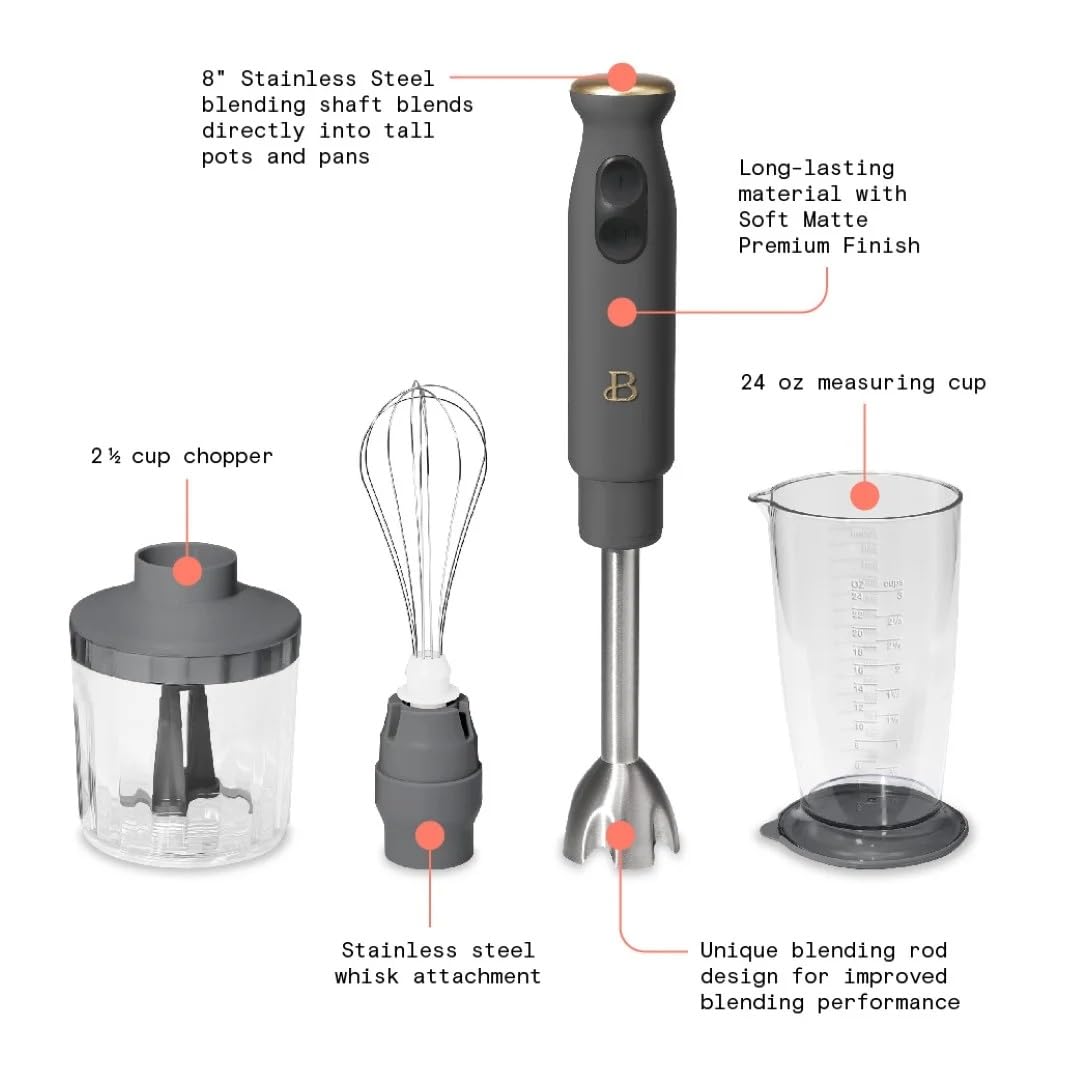 Beautiful 2-Speed Immersion Blender with Chopper & Measuring Cup by Drew Barrymore (Lavender)