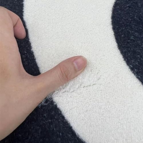 Black and White Abstract Striped Irregular Shape Area Rug 3ft Faux Wool Ultra Soft Rug for Livingroom Bedroom Diningroom Aesthetic Home Office Decor Playroom Carpet
