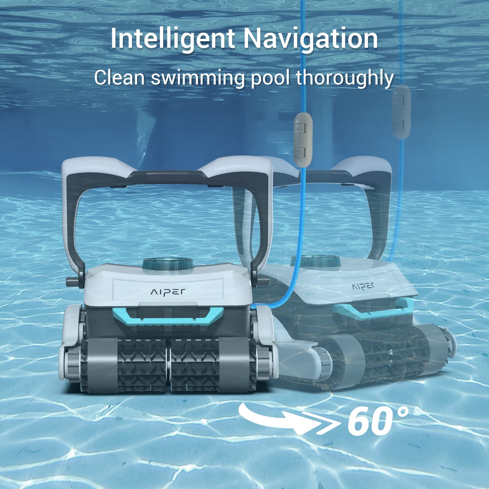 AIPER Upgrade Corded Remote Control Robotic Pool Cleaner with Waterline Scrubbing, Powerful 200W Triple Motors,Great Pool Robot Vaccum Ideal for Inground Pools, Gray (Orca 2000)