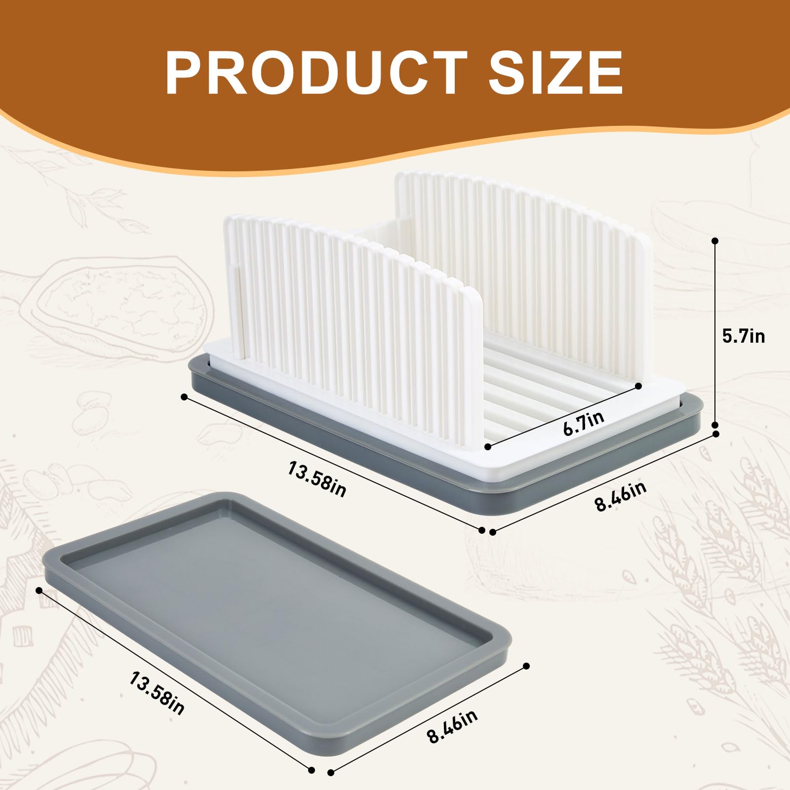Bread Slicer for Homemade Bread, Raipeu Bread Slicing Cutting Guide Adjustable Width Length, Compact Bread Slicer Guide with Crumb Tray for Sourdough Round, Cakes, Bagels