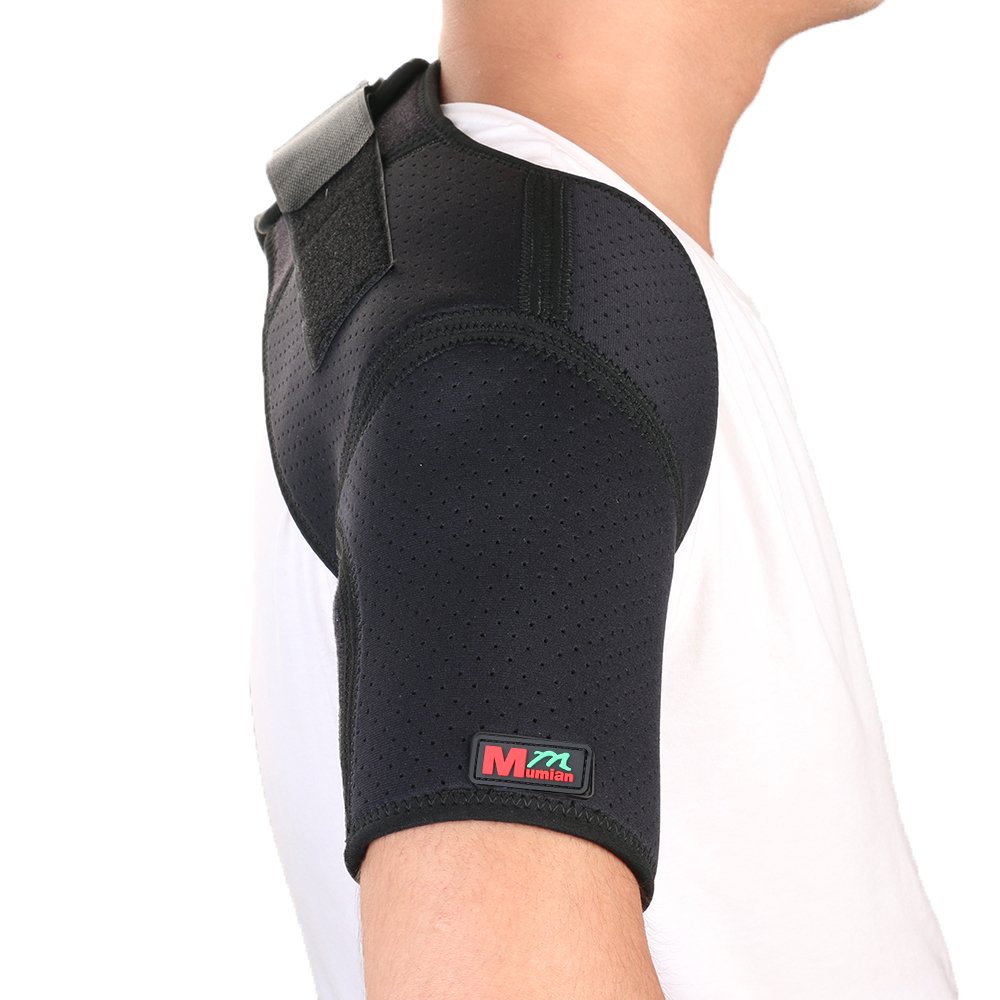 Adjustable Sports Back Shoulder Brace Shoulder Pad Wrap Support Belt Single Sports Pretector - G08 by Mumian Black (Black)